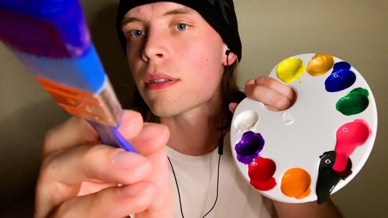 ASMR Painting Your Face 🎨 (mouth sounds, ear to ear, face brushing ...