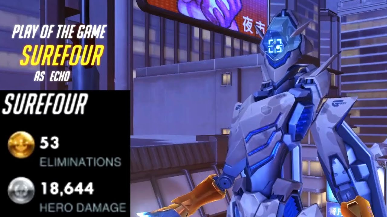 SUREFOUR - ECHO BEST DPS EVER?! ECHO 53 ELIMS! POTG! [ OVERWATCH ECHO ...
