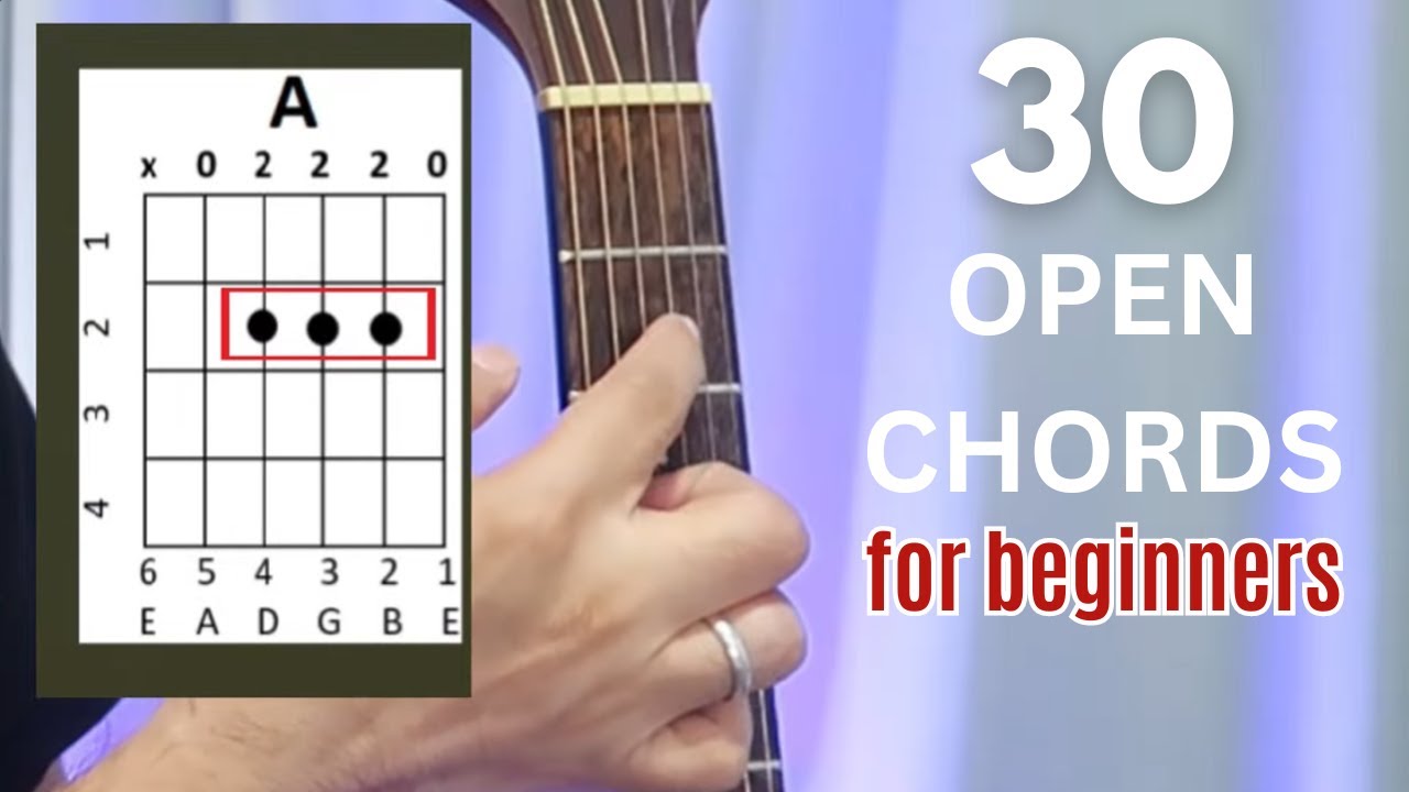 30 easy 'Open Chords' for guitar beginners - YouTube
