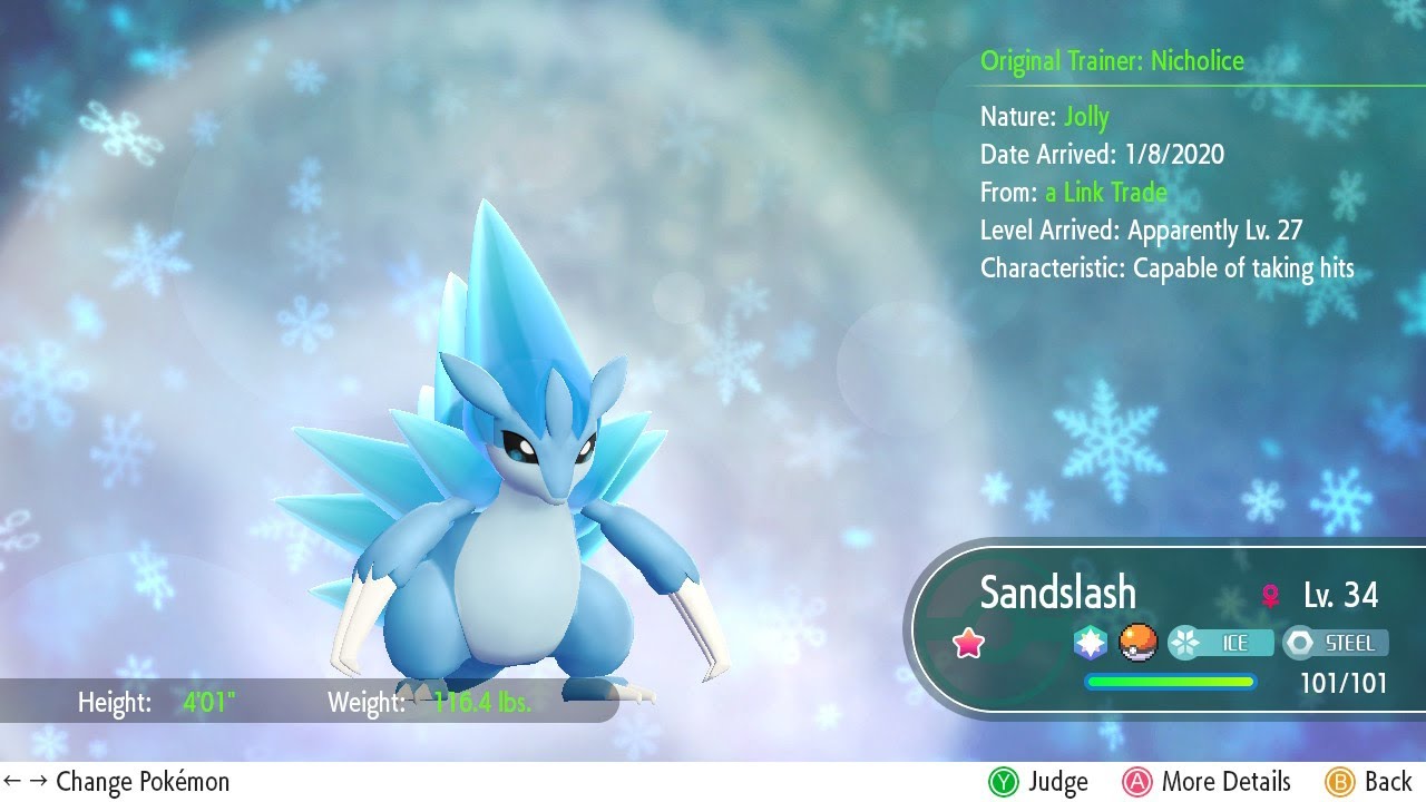 028 Sandslash Alola Shiny evolved from Sandshrew Alola Shiny Pokemon ...