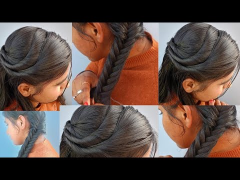 two beautiful oily hairstyle/ oily side puff hairstyle/school girls ...