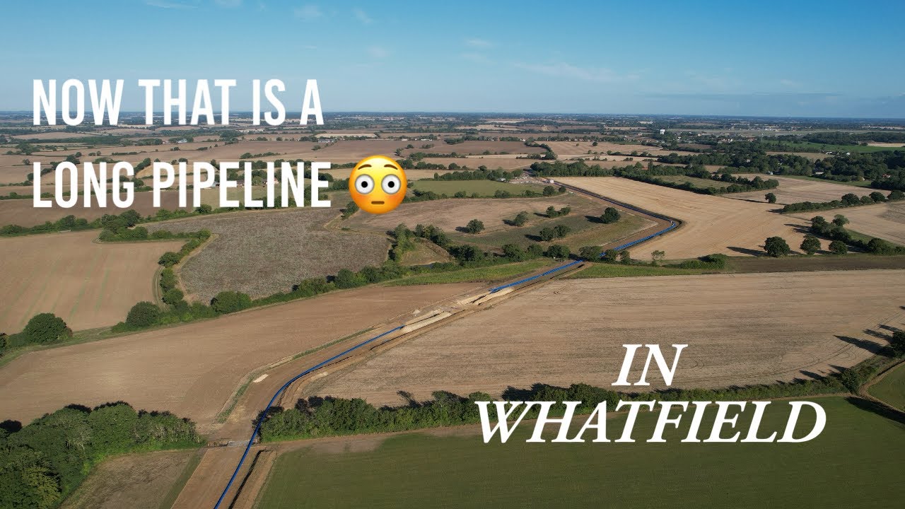 A very long water pipeline being constructed through WHATFIELD UK - YouTube