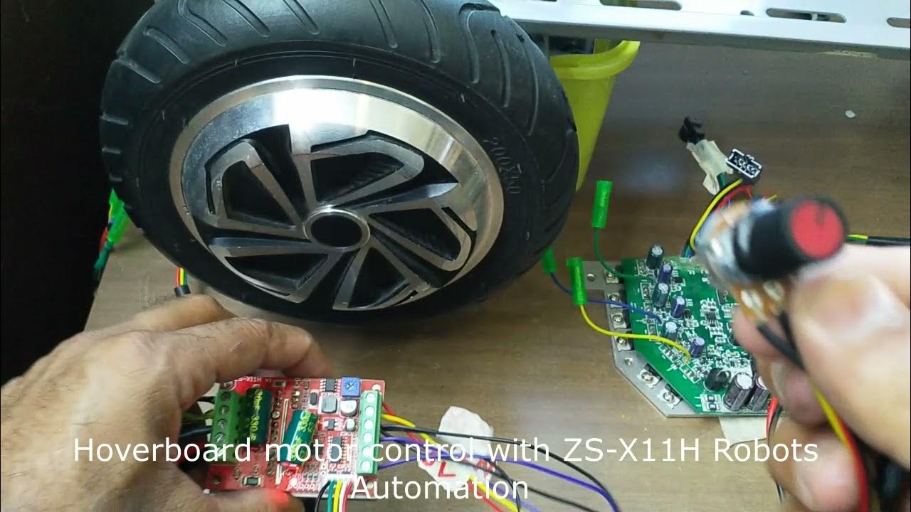Hoverboard motor control with ZS-X11H Robots Automation 400W Brush less motor controller Demo ...