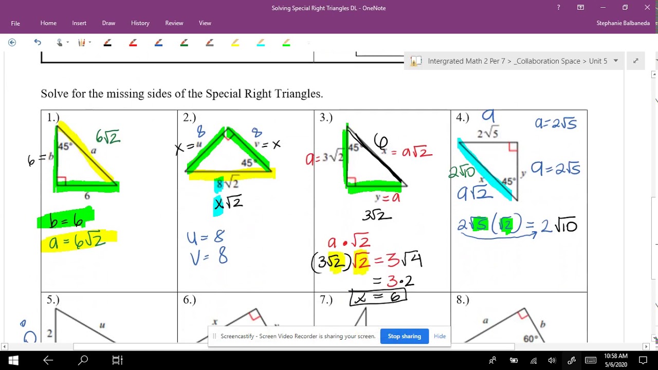Week 4: Examples of Special Right Triangles - YouTube
