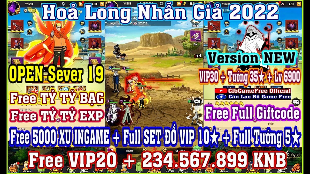 《MobileGame》Hỏa Long Nhẫn Giả - Free VIP20 + 234 Triệu KNB - v2022 VIP30 + Tướng 35★ Lv6900 ...