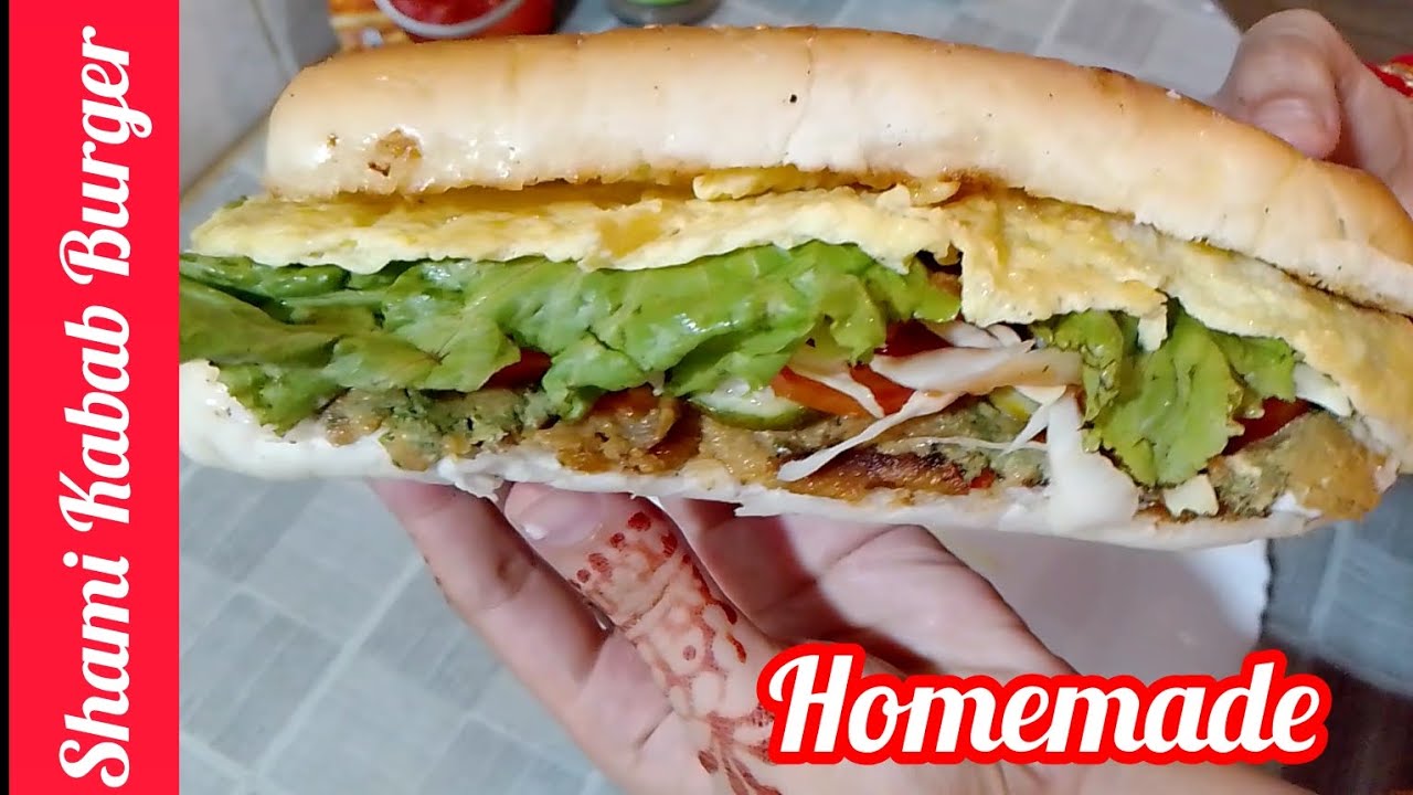 Shami Kabab Burger recipe by Auntie Gul_Homemade Shami Kabab Burger_how ...