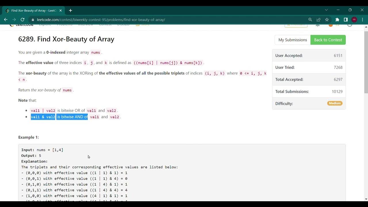 6289 Find Xor Beauty Of Array Youtube