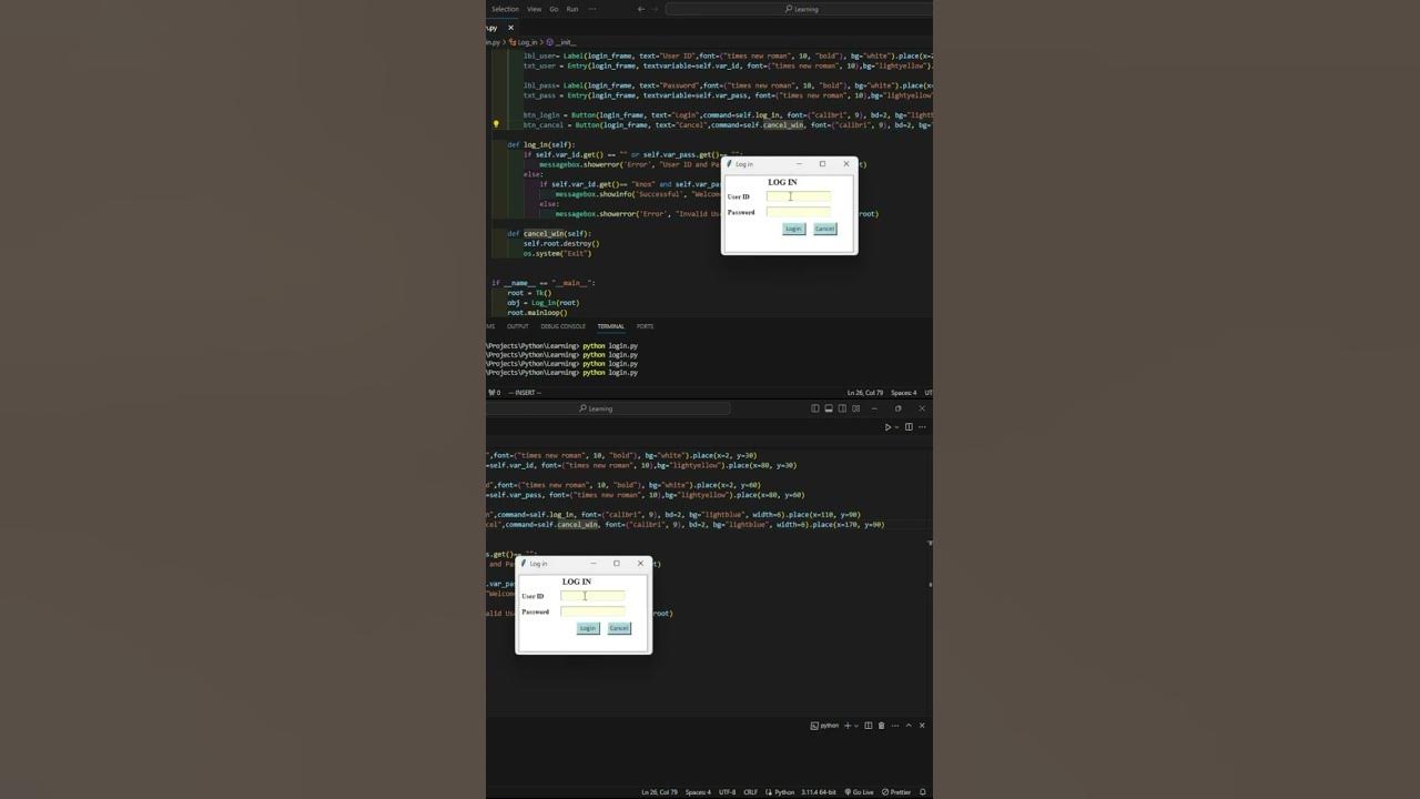 Python Project Login Form By Using Tkinter Python Coding Code