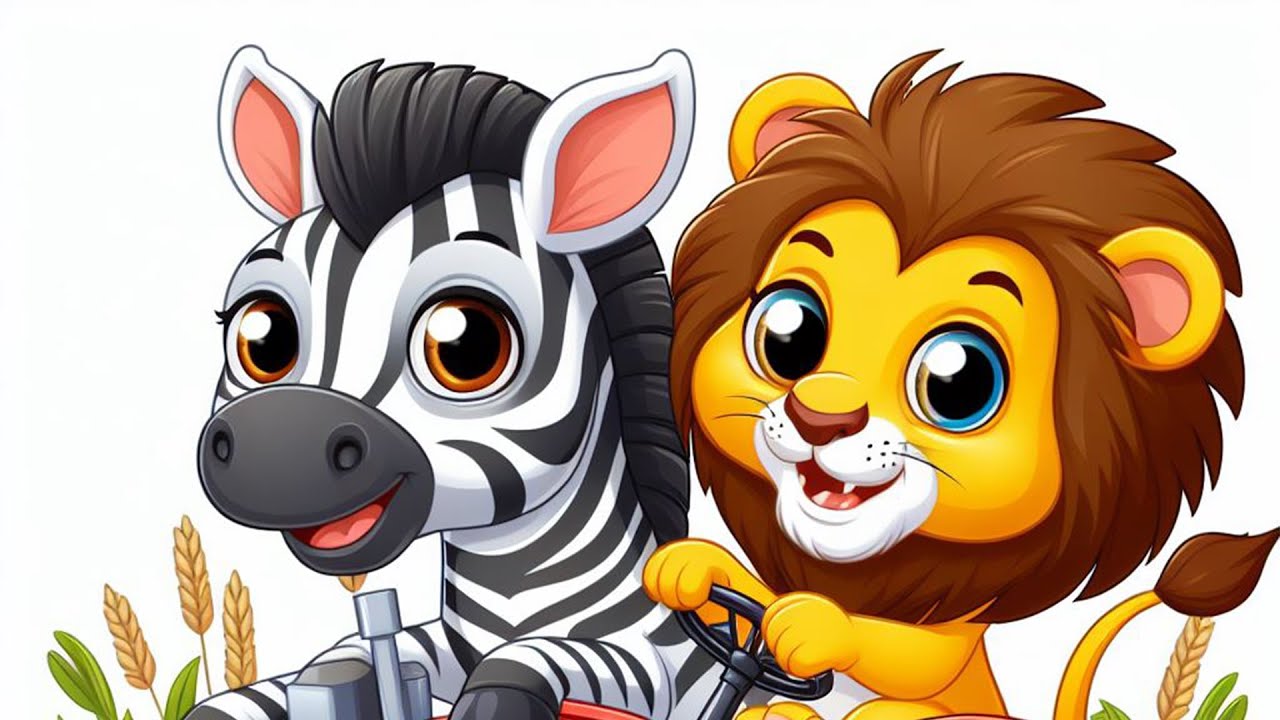 Zebra si leul lucreaza cu mult spor - Cantece pentru copii (desene ...