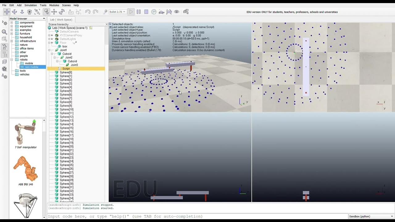 Workspace Simulation Using Embedded Python in CoppeliaSim - YouTube