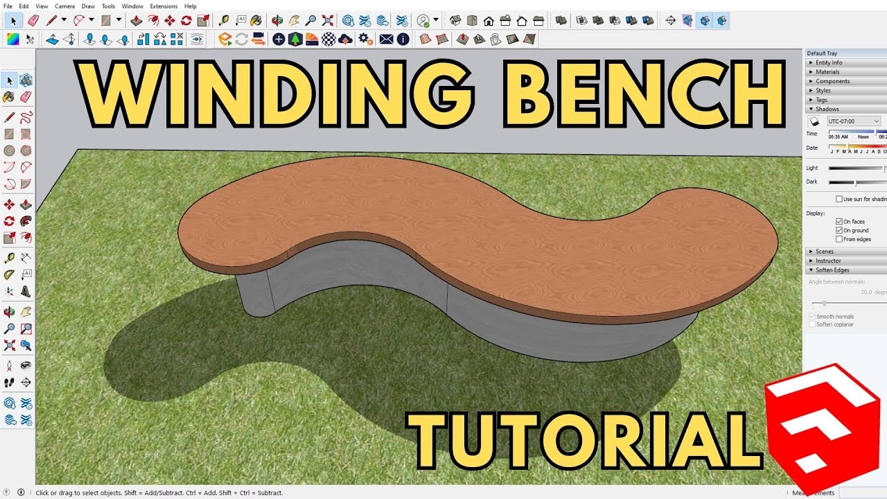 SKETCHUP TUTORIAL HOW TO MAKE A WINDING BENCH IN SKETCHUP - YouTube