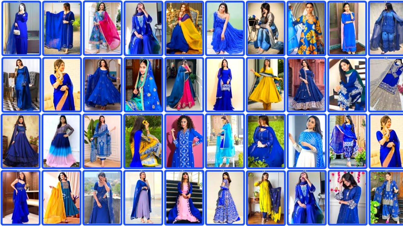 💙 Trendy Royal Blue and Navy Blue Color Dress Design | Blue Color ...