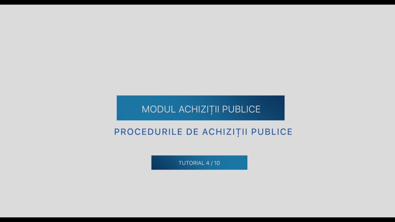 Achiziții publice - Procedurile de achiziții publice - YouTube