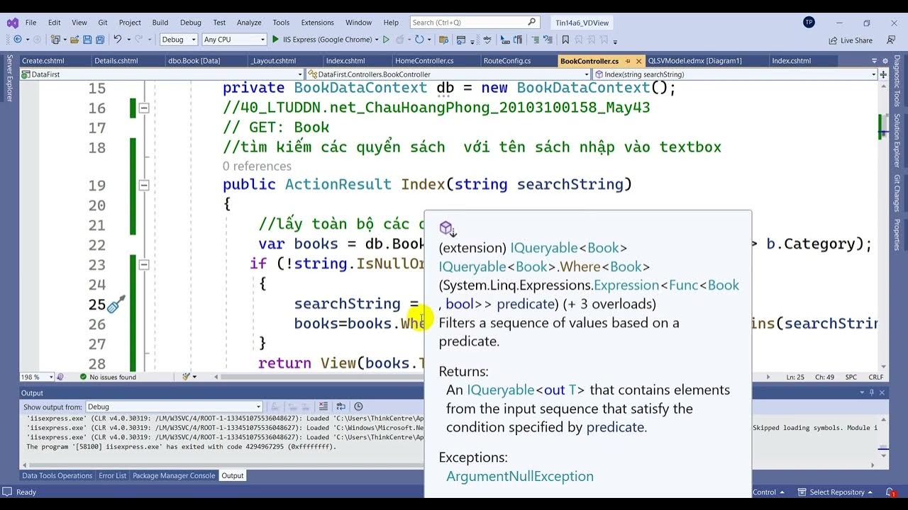 30 Tìm kiếm sách theo tiêu đề nhập trên textbox và theo chủ đề nhập trên dropdownlist MVC 5 ...