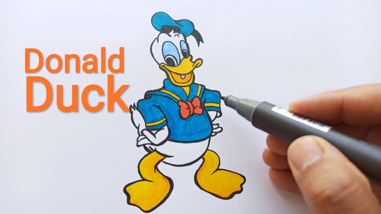How to Draw Donald Duck easy For Kids - YouTube