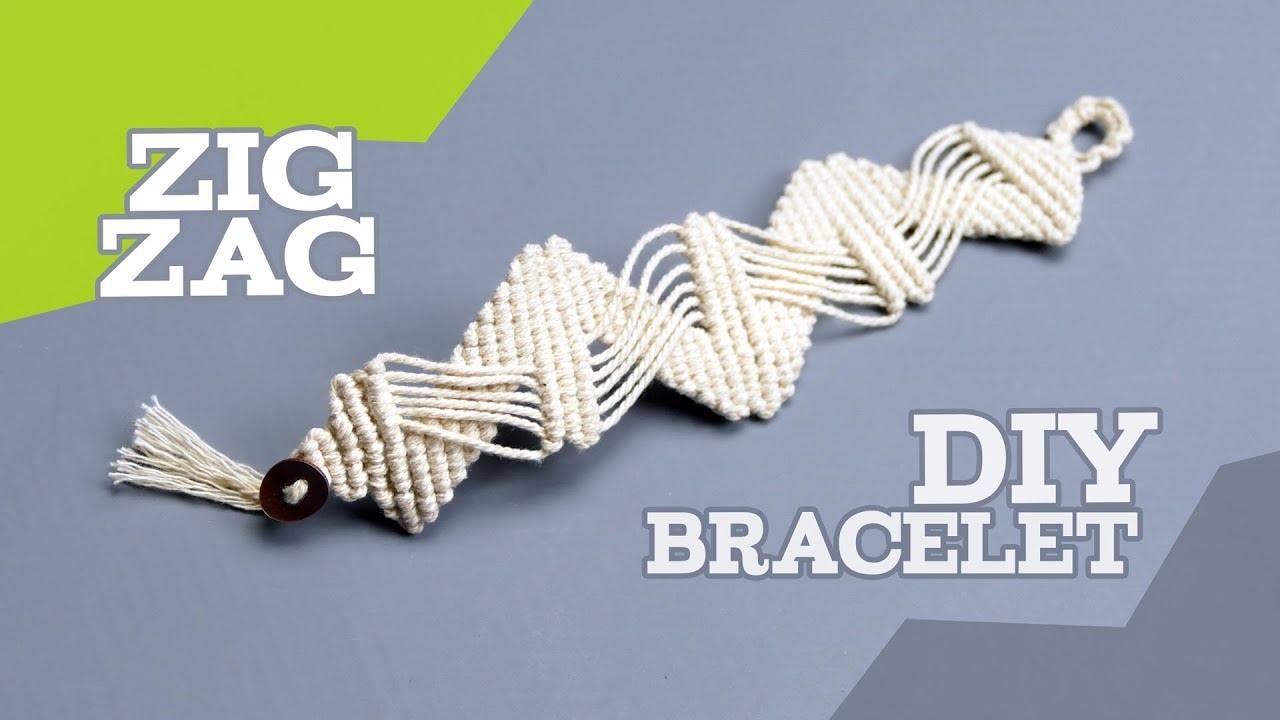 DIY Cotton Macrame Bracelet Zig Zag Pattern Tutorial - YouTube
