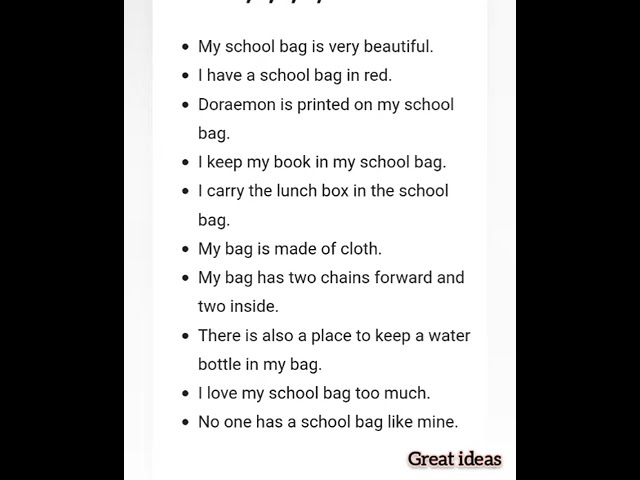 Some lines on school bag store