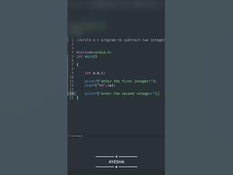 C program to subtract two numbers#shorts#c#codewithayesha - YouTube