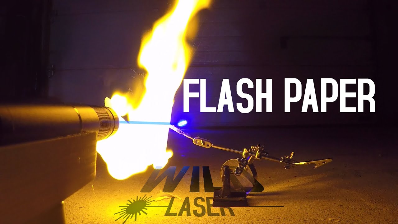 BLUE LASER 5000MW BURNING FLASH PAPER - YouTube