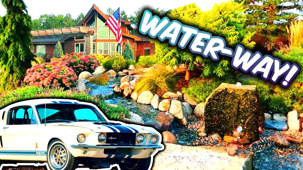 *DRIVEWAY WATERFALL* a Totem and Classic Cars!!! - YouTube