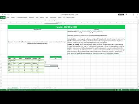 Aprende fácil la función BDPROMEDIO, BDCONTAR, BDCONTARA, BDEXTRAER en Excel - YouTube