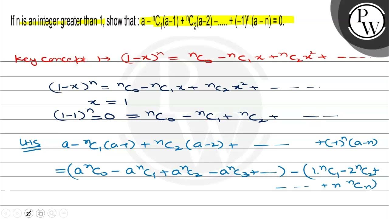 If n is an integer greater than 1 , show that : \( a-{ }^{n} C_{1}(... - YouTube