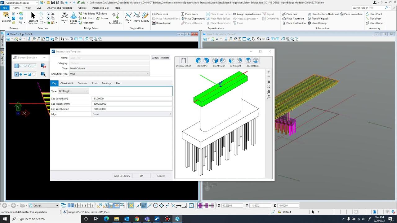 OpenBridge Modeler Tutorial 5 - Pier - YouTube