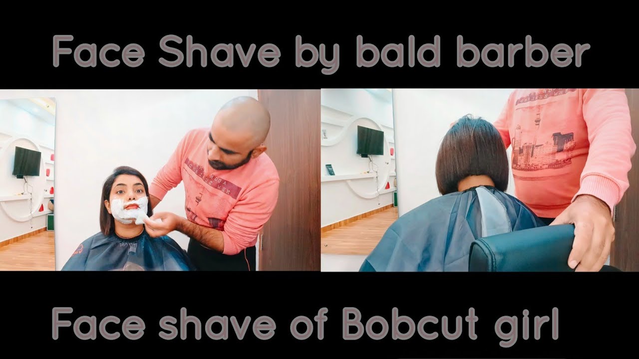 Face Shave Of Bobcut Girl By Bald Barber 💈 - YouTube