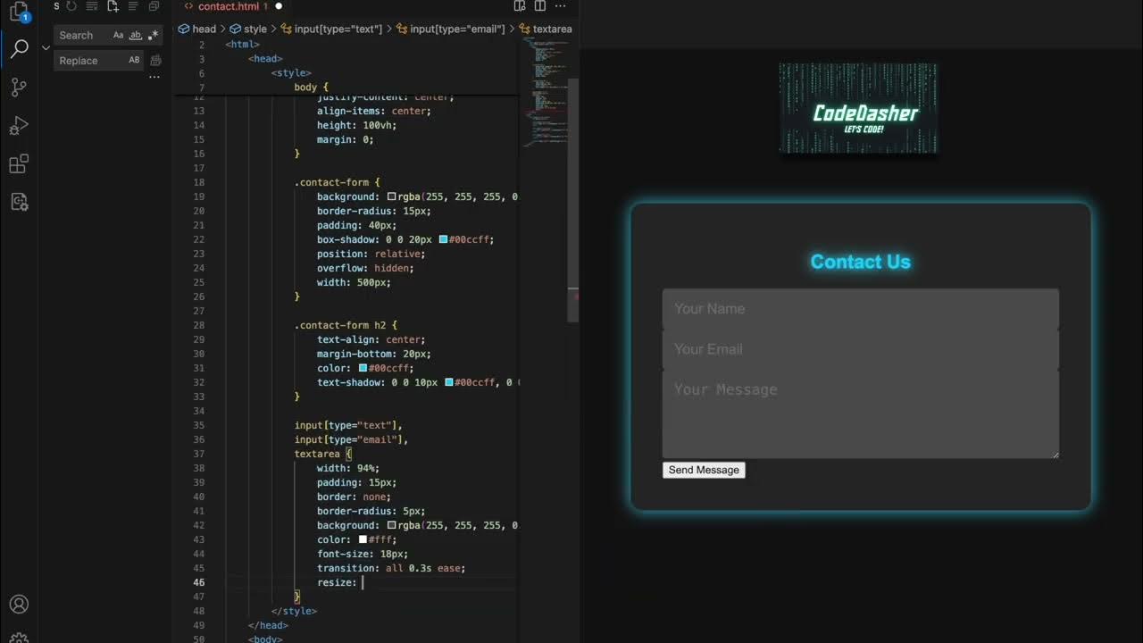 Code a Neon Contact Form with HTML and CSS | CodeDasher - YouTube