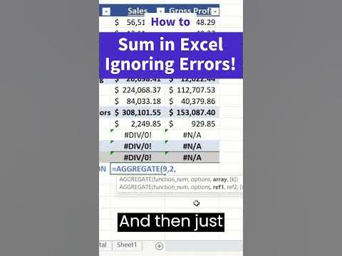 How to sum in Excel ignoring error values - YouTube