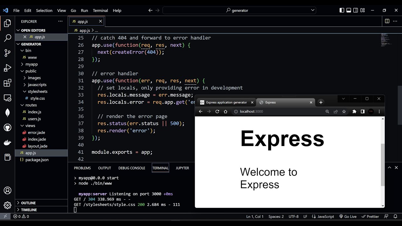 Express Js Application Generator With The Npx Command Youtube