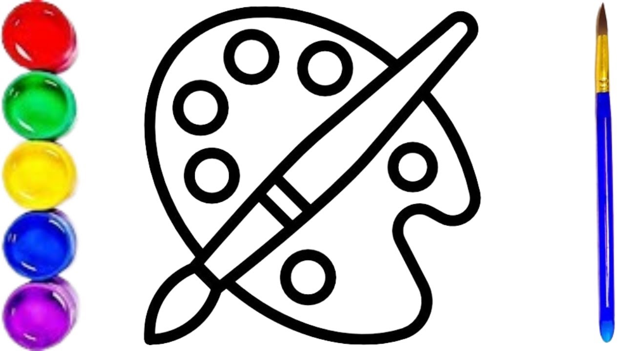 How to draw cute and easy Paint Palette | Easy drawing and Coloring for ...