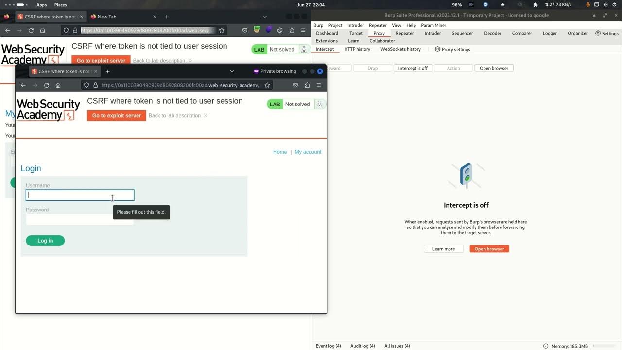 14.7 Lab: CSRF where token is not tied to user session - YouTube