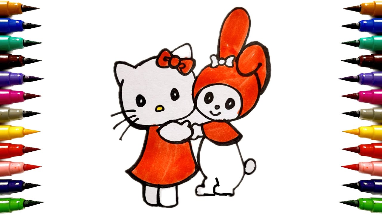 Hello Kitty And My Melody ️🩷 | How To Draw Hello Kitty and My Melody ...