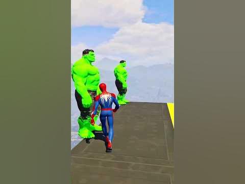 GTA V Spiderman vs Red Hulk crazy epic water ragdolls Truck jump fails ...