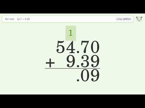Long Addition Problem 54.7+9.39: Step-by-Step Video Solution | Tiger Algebra - YouTube