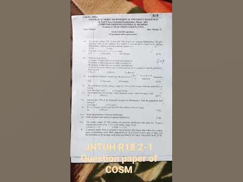 JNTUH R18 2-1 March 2022 Question paper of COMPUTER ORIENTED AND STATISTICAL METHODS. - YouTube