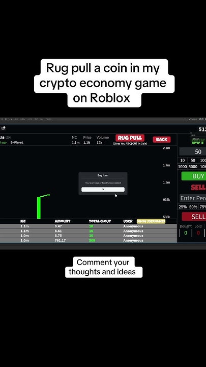 Rug pulling in my crypto economy game #devlog #gamedev #roblox #robloxdev #robloxgames # ...