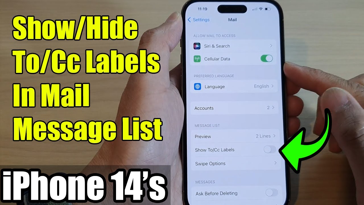 iPhone 14's/14 Pro Max: How to Show/Hide To/Cc Labels In Mail Message ...