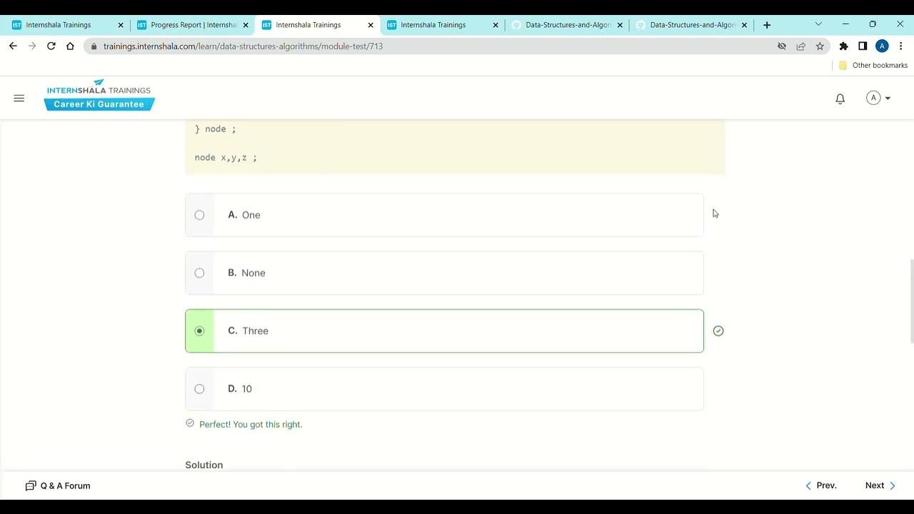 Internshala Trainings DSA Module 7 Answer - YouTube