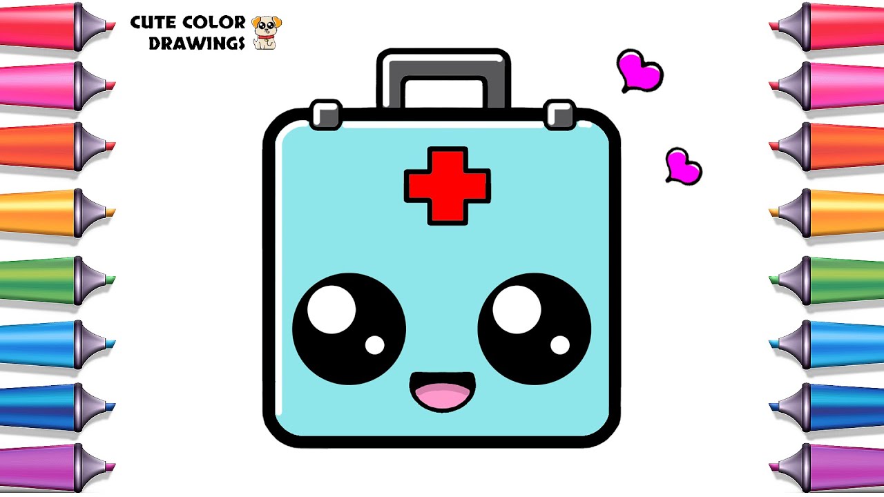 How to draw a cute first aid kit step by step - YouTube