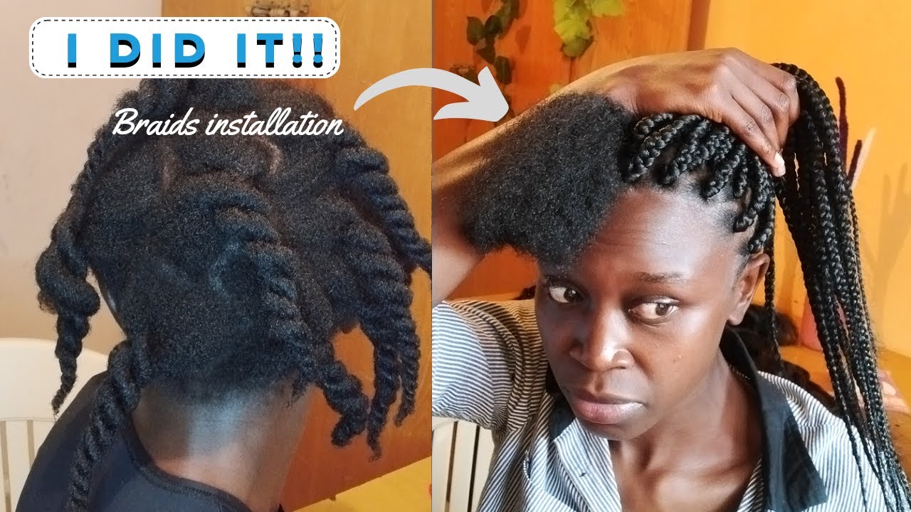 How I INSTALL JUMBO THREE STRAND BRAIDS ON MY MEDIUM LENGTH NATURAL 4C ...