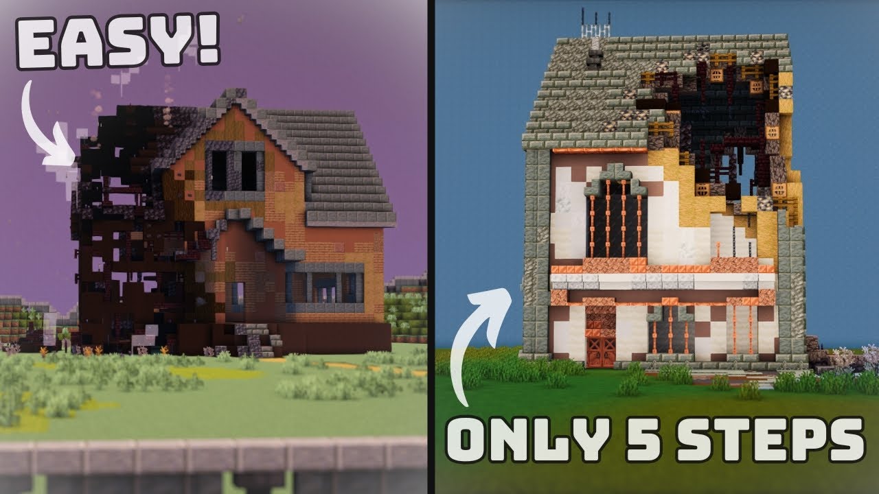 How to EASILY Build a Burnt House in Minecraft - YouTube