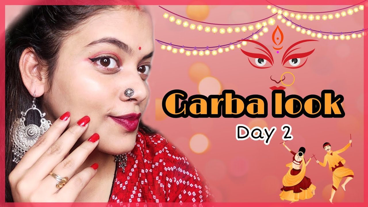 Navratri Makeup Look Series Day-2 ||Simple Festive Makeup Look With Red ...