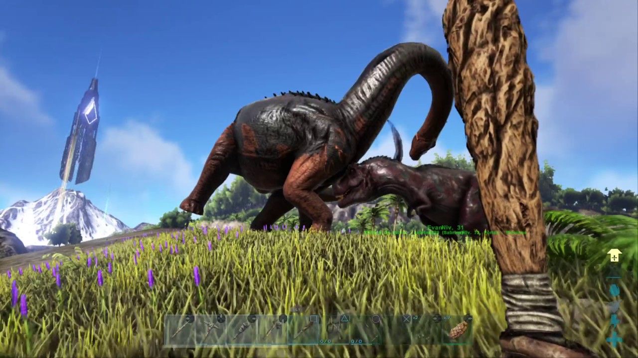 ARK: Survival Evolved_ Combat entre un T-Rex et un Brontosaure. - YouTube