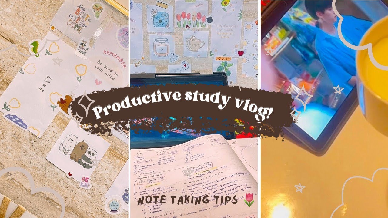 productive study vlog 📚 lots of studying,🌷 note-taking, transitional ...