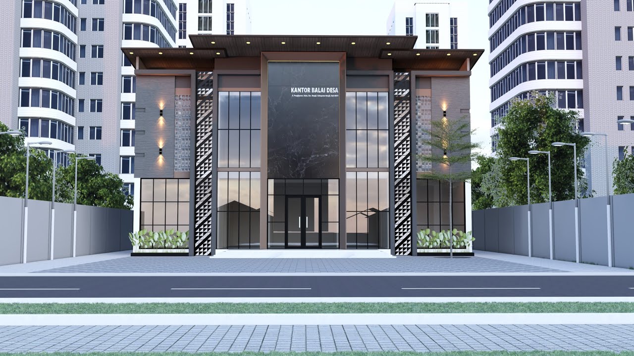 Inspirasi Referensi Gambar 3D Desain Gedung Kantor Balai Desa Modern 2 ...