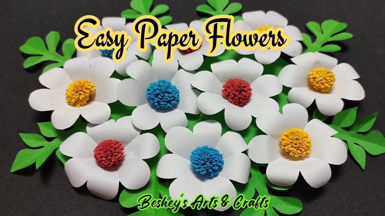 White Paper Flowers | DIY Beautiful Paper Flowers | Easy Paper Crafts ...