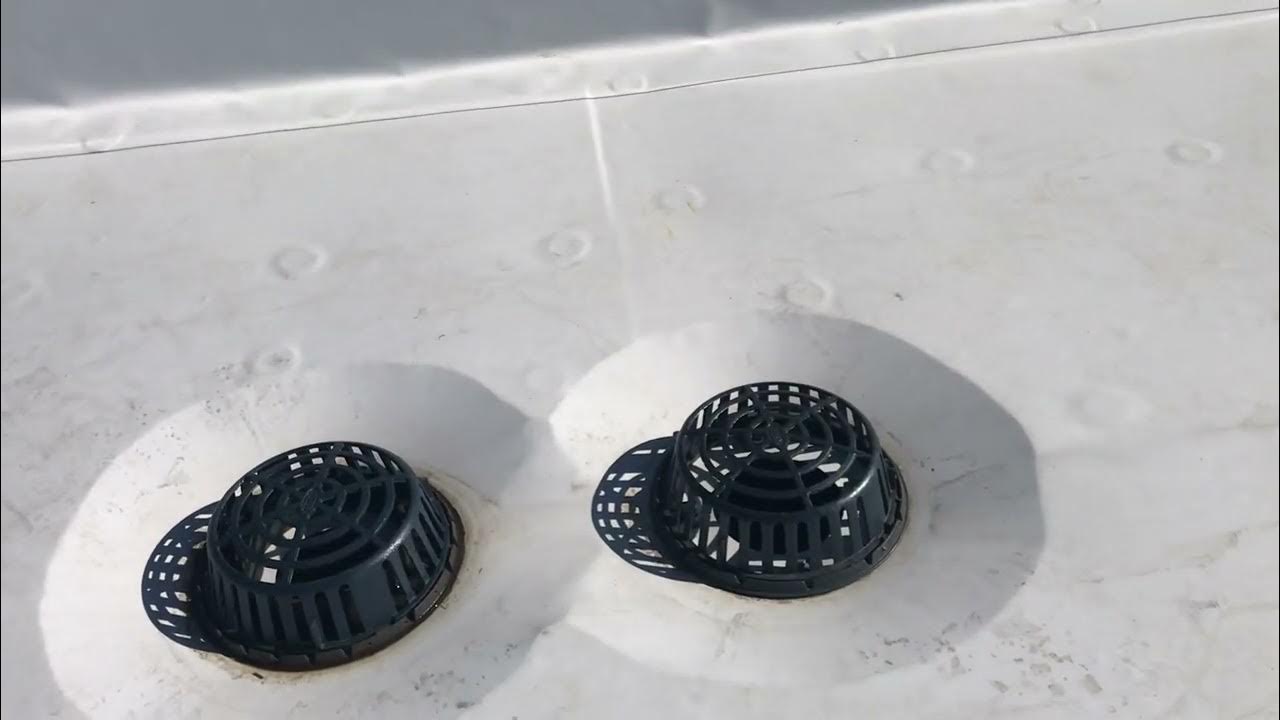 How to do TPO roofing works, roof drain system and overflow drain ...