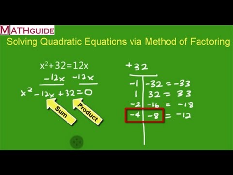 Solve Quadratic Equations by Factoring - YouTube